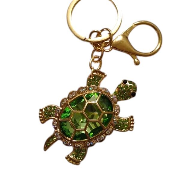 Bags | Green New Rhinestone Turtle Bag Charm | Poshmark